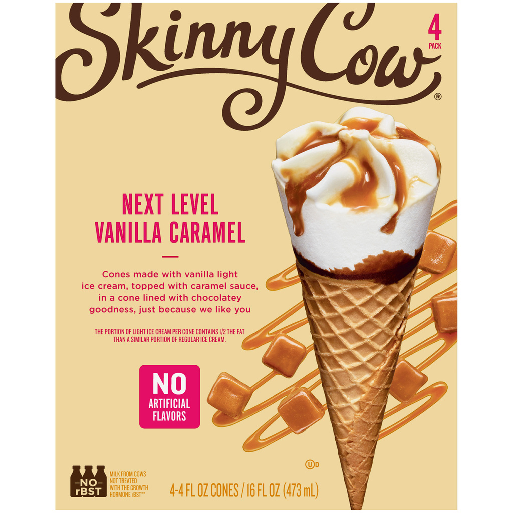 Skinny Cow Ice Cream Cones, Next Level Vanilla Caramel, 4 Pack-Hero