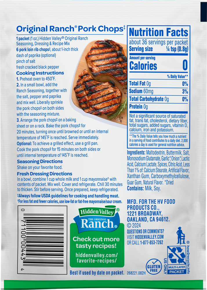 Hidden Valley Seasoning, Salad Dressing & Recipe Mix, The Original ...