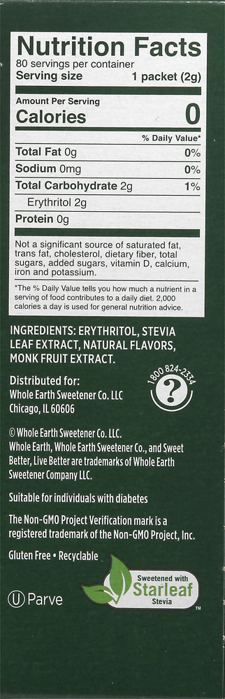 stevia packet amount