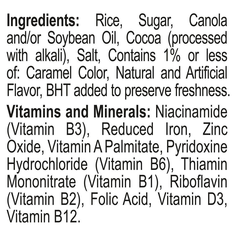 Cocoa Pebbles Cereal, Chocolate Flavored-Ingredients