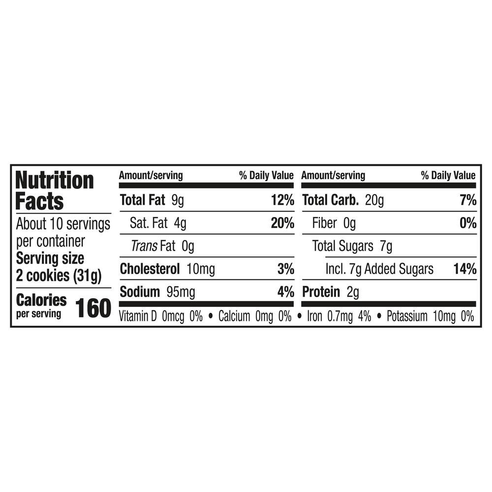Keebler Sandies Cookies, Classic, Shortbread-Nutrition-Facts
