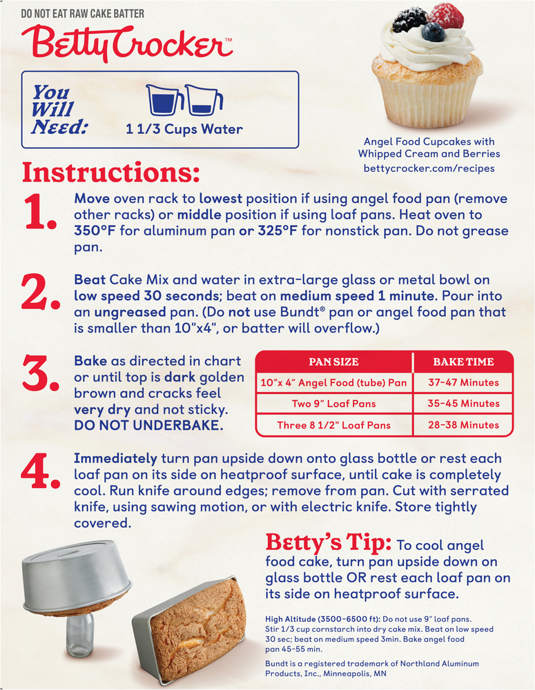 Betty Crocker Cake Mix, Angel Food-Planogram-Back