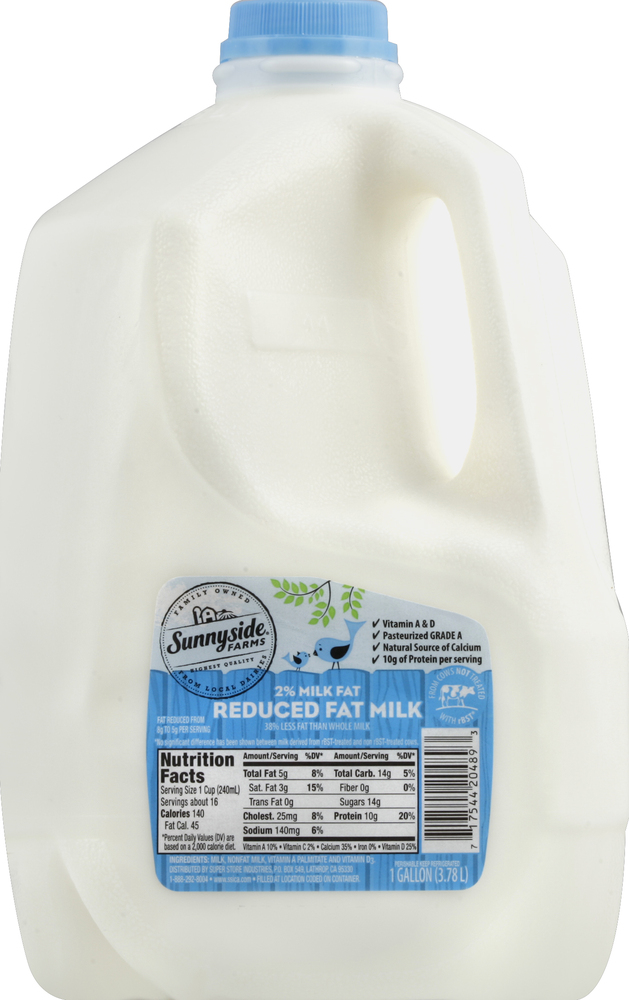 Sunnyside Farms Milk, Reduced Fat, 2% Milk Fat-Ecom