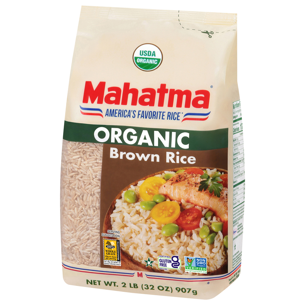 Mahatma Brown Rice, Organic-Front-Right-Elevated