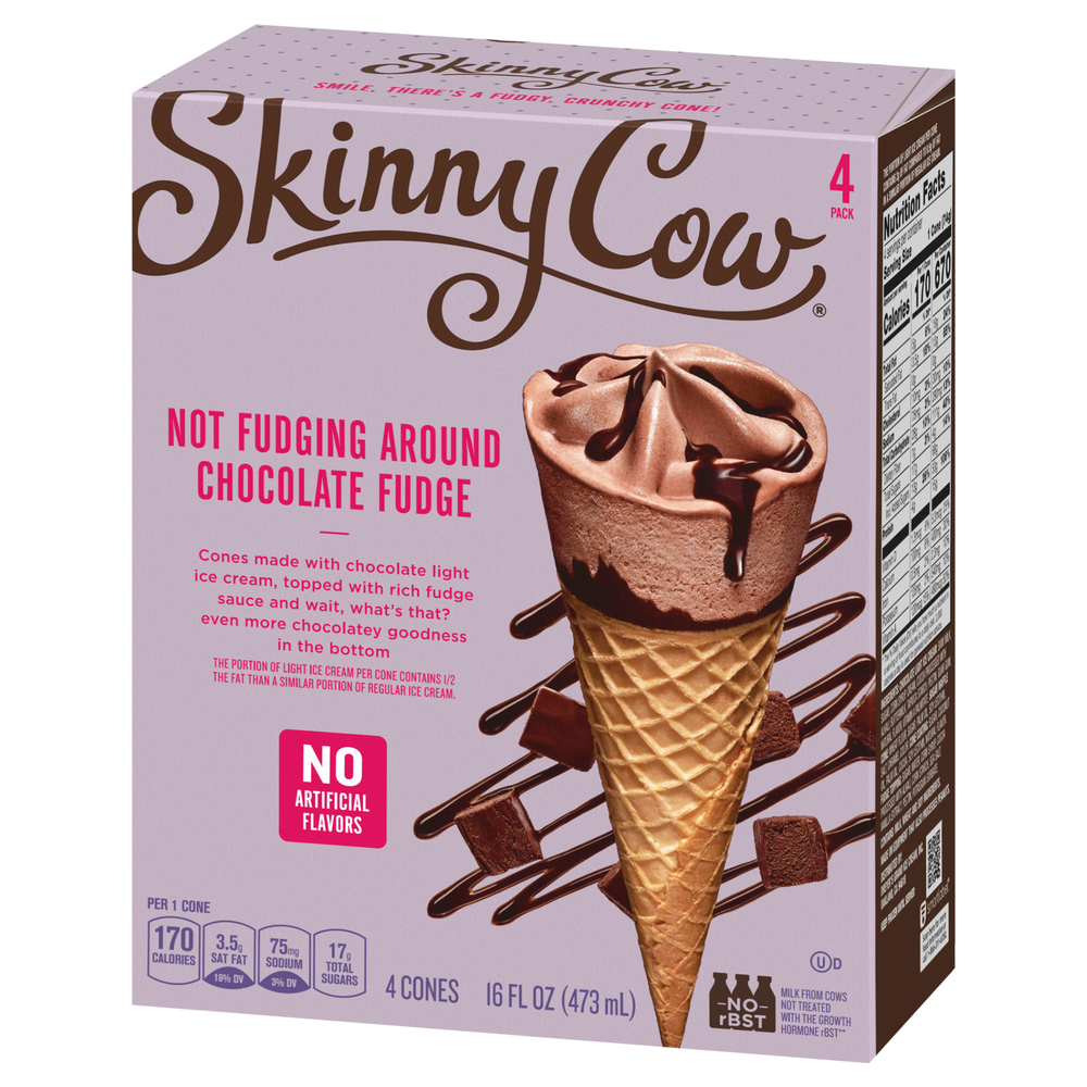 Skinny Cow Ice Cream Cones, Not Fudging Around Chocolate Fudge, 4 Pack ...