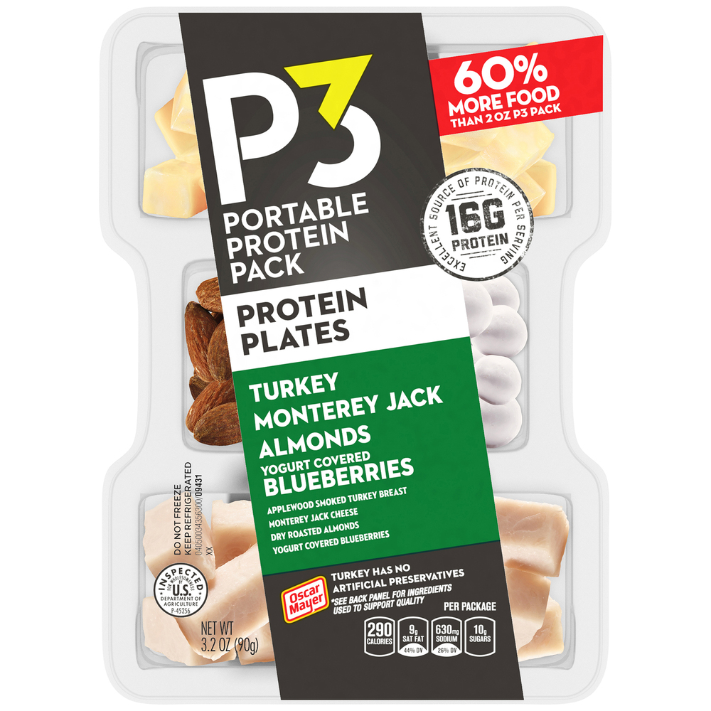 P3 Turkey, Almonds, Monterey Jack & Blueberries Portable Protein Pack ...