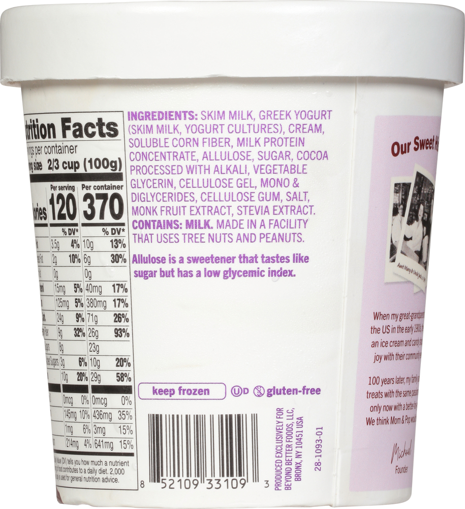 Enlightened Frozen Yogurt, Greek, Chocolate-Planogram-Back