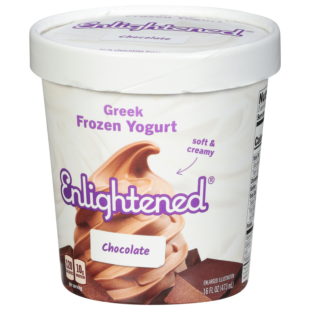 Enlightened Frozen Yogurt, Greek, Chocolate-Front-Right-Elevated