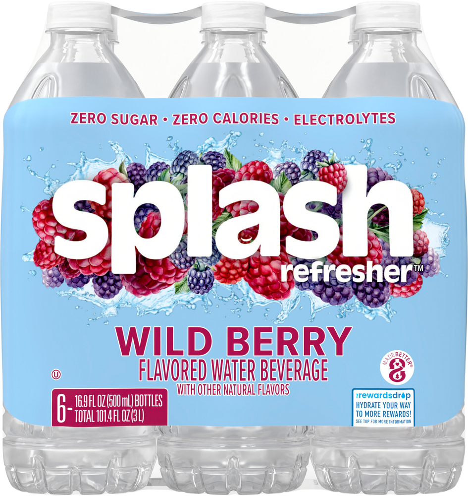 Splash Refresher Flavored Water Beverage, Wild Berry-Planogram-Back