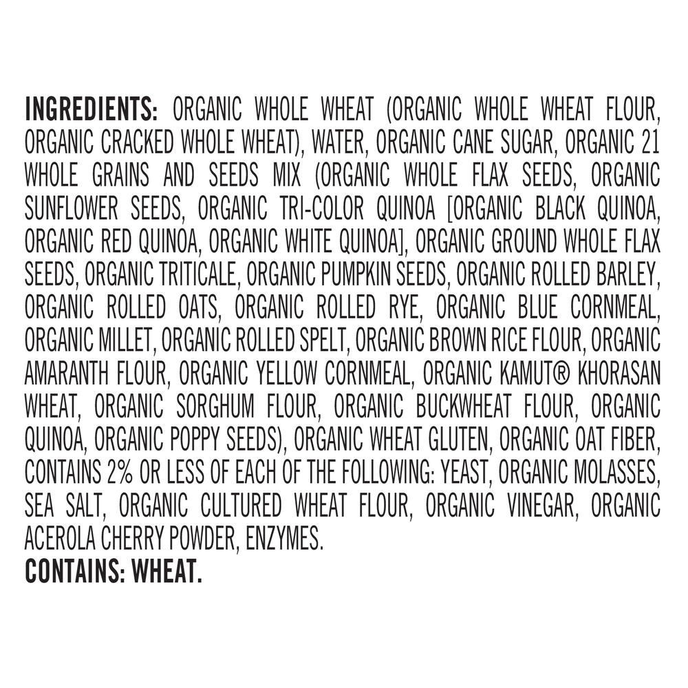 Dave's Killer Bread Bread, Organic, 21 Whole Grains and Seeds-Ingredients