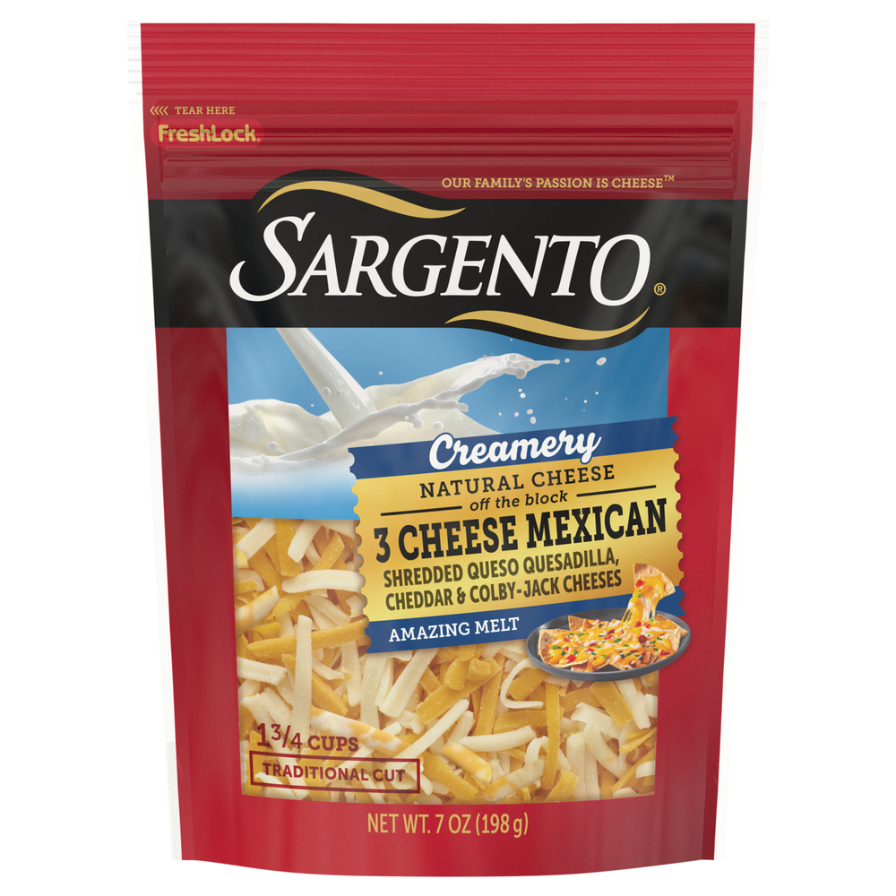 Sargento Shredded Cheese, 3 Cheese Mexican, Creamery-Main