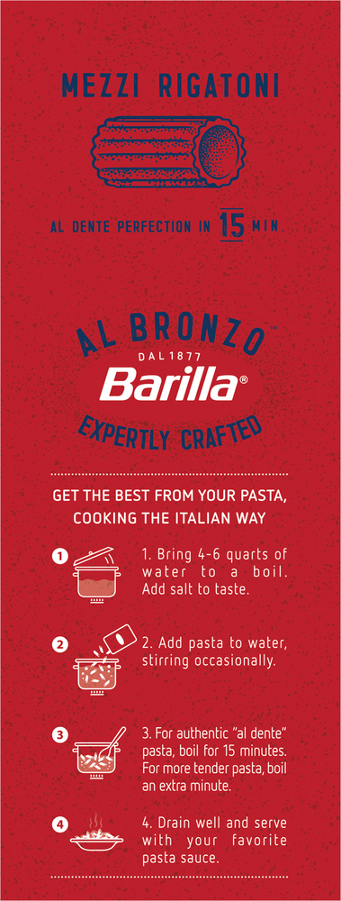 Barilla Al Bronzo Al Bronzo Mezzi Rigatoni Pasta, Bronze Cut Pasta ...