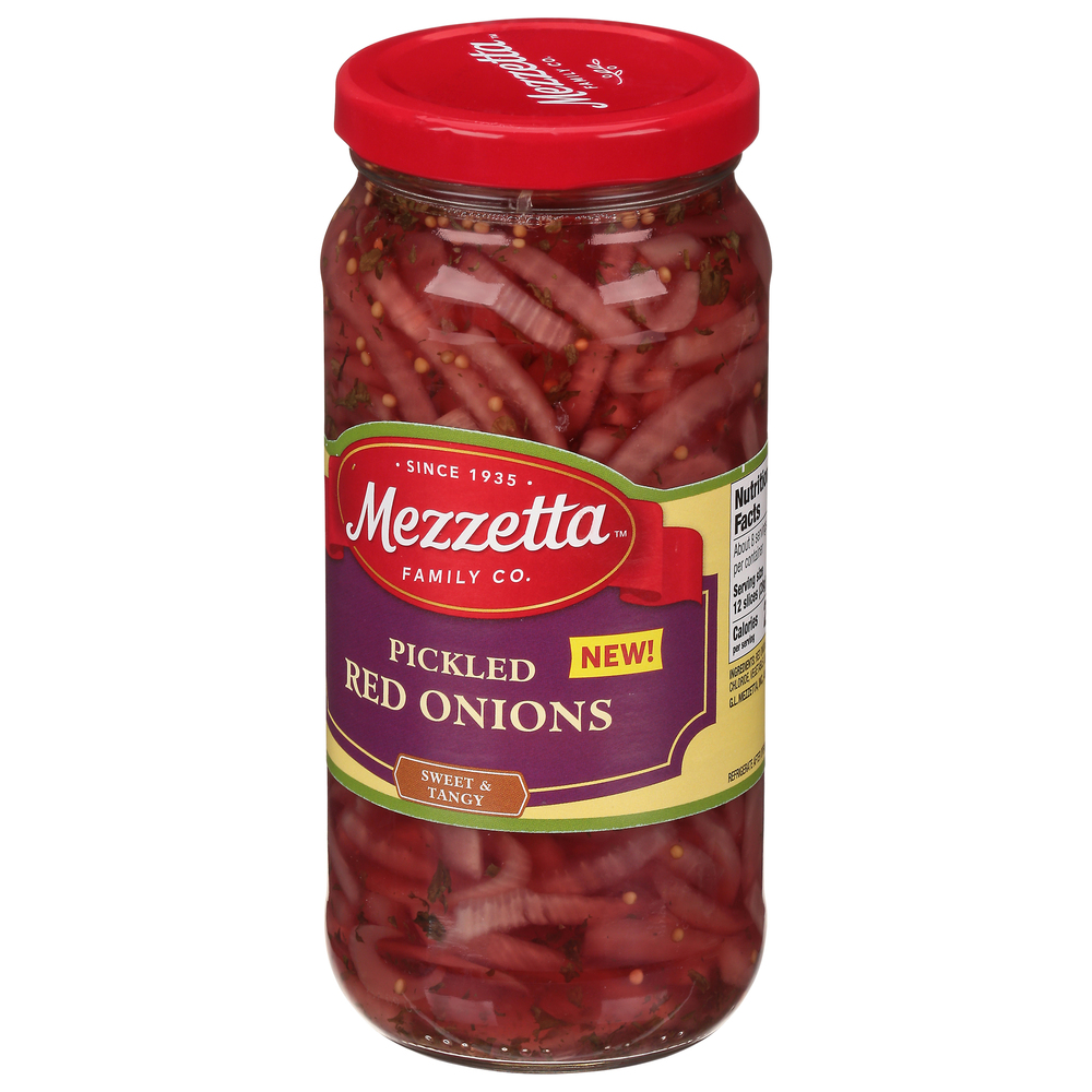 Mezzetta Red Onions, Pickled, Sweet & Tangy-Front-Right-Elevated