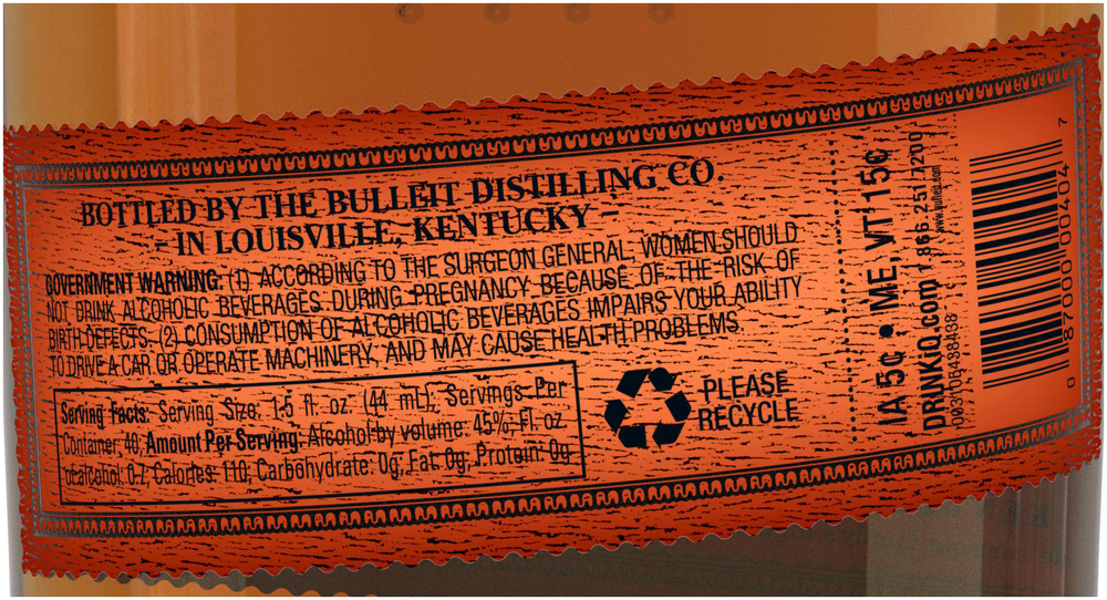 Bulleit Bulleit Bourbon Bourbon Whiskey-Nutrition-Facts