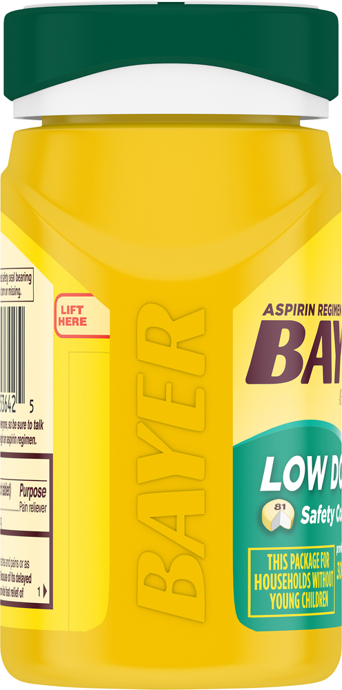 Bayer Aspirin (NSAID) Pain Reliever, Low Dose, 81 mg, Enteric Coated ...