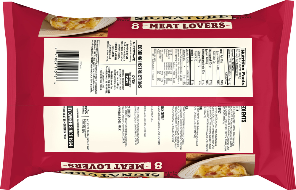 El Monterey Signature Burritos, Meat Lovers-Planogram-Back