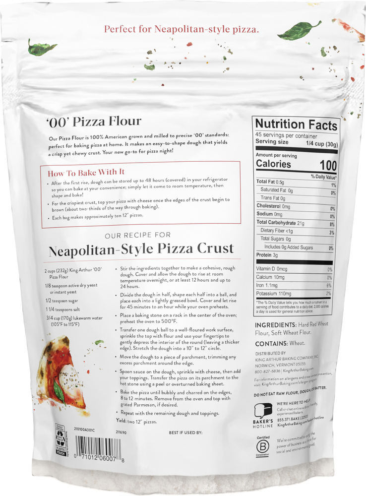 King Arthur Baking Company Flour, 00 Pizza, Neapolitan-Style-Planogram-Back