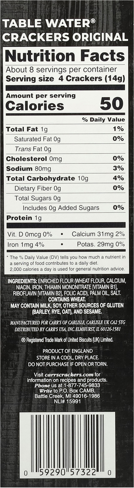 Carr's Crackers, Original, Table Water-Planogram-Right
