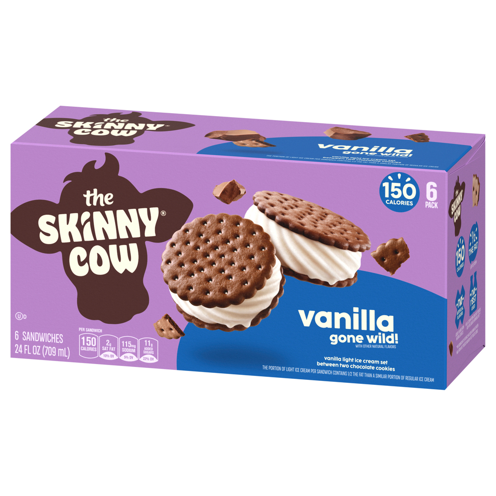 Skinny Cow Ice Cream Sandwiches, Vanilla Gone Wild, 6 Pack-Front-Right ...