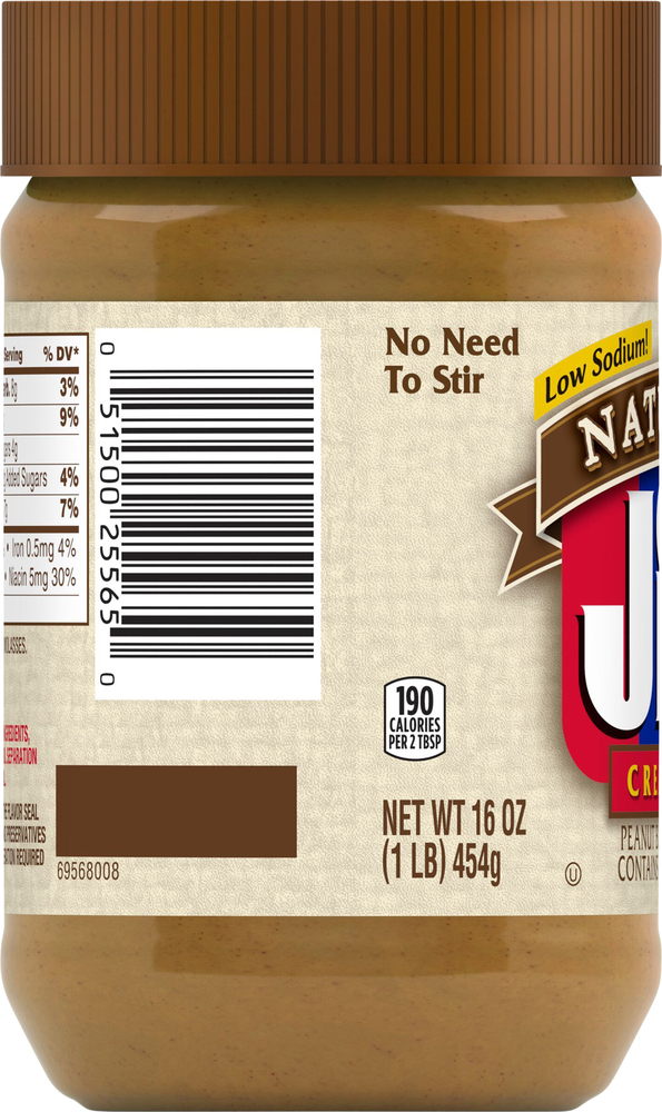 Jif Peanut Butter Spread, Low Sodium, Creamy, Natural-Planogram-Left