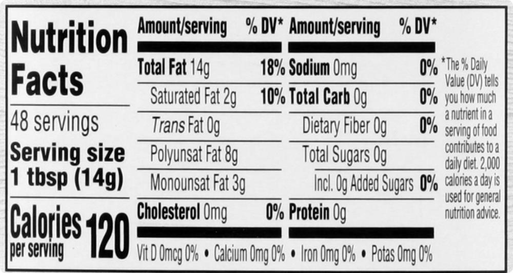 Raley's Vegetable Oil-Nutrition-Facts