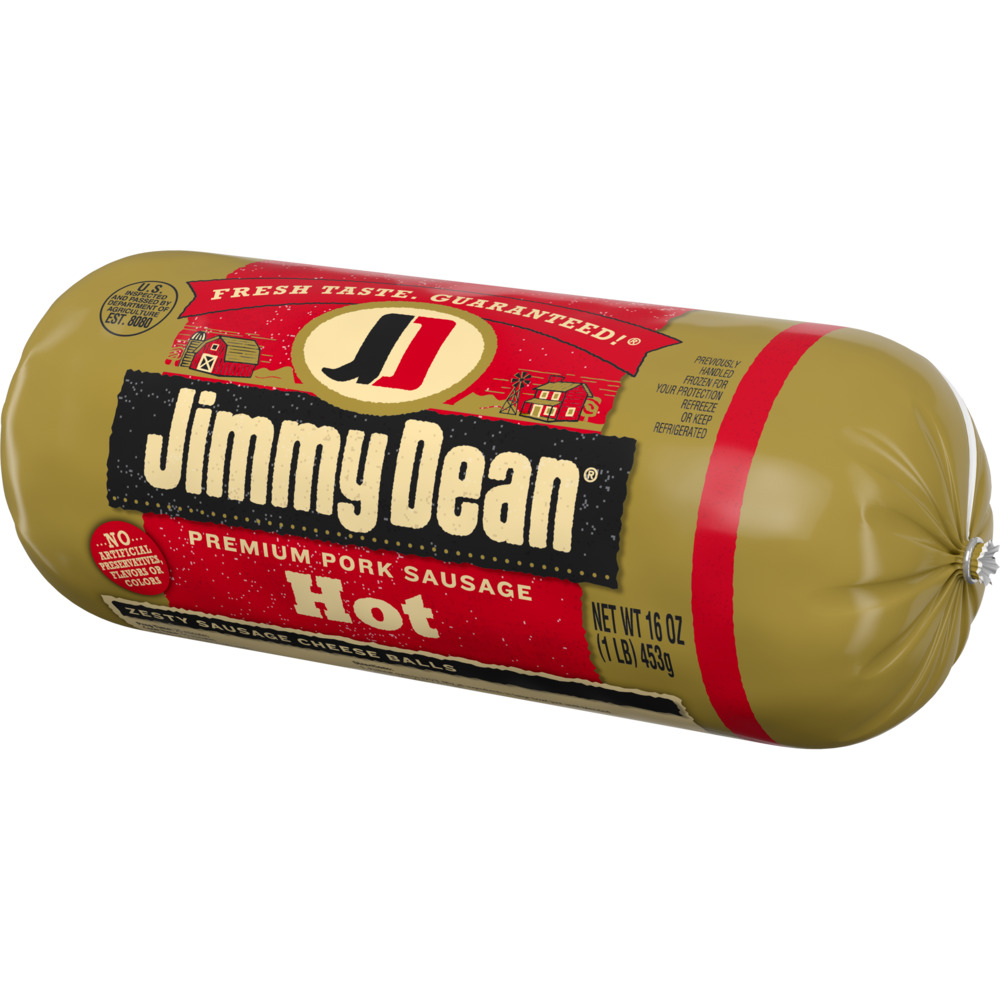 Jimmy Dean Premium Pork Hot Breakfast Sausage Roll, 16 ounce-Front ...