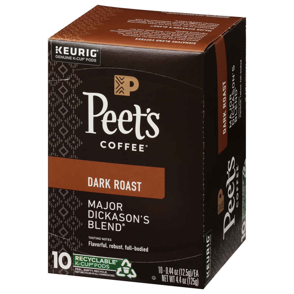 Peet's Coffee Dark Roast, Major Dickason’s Blend, K-Cup Pods-Front ...
