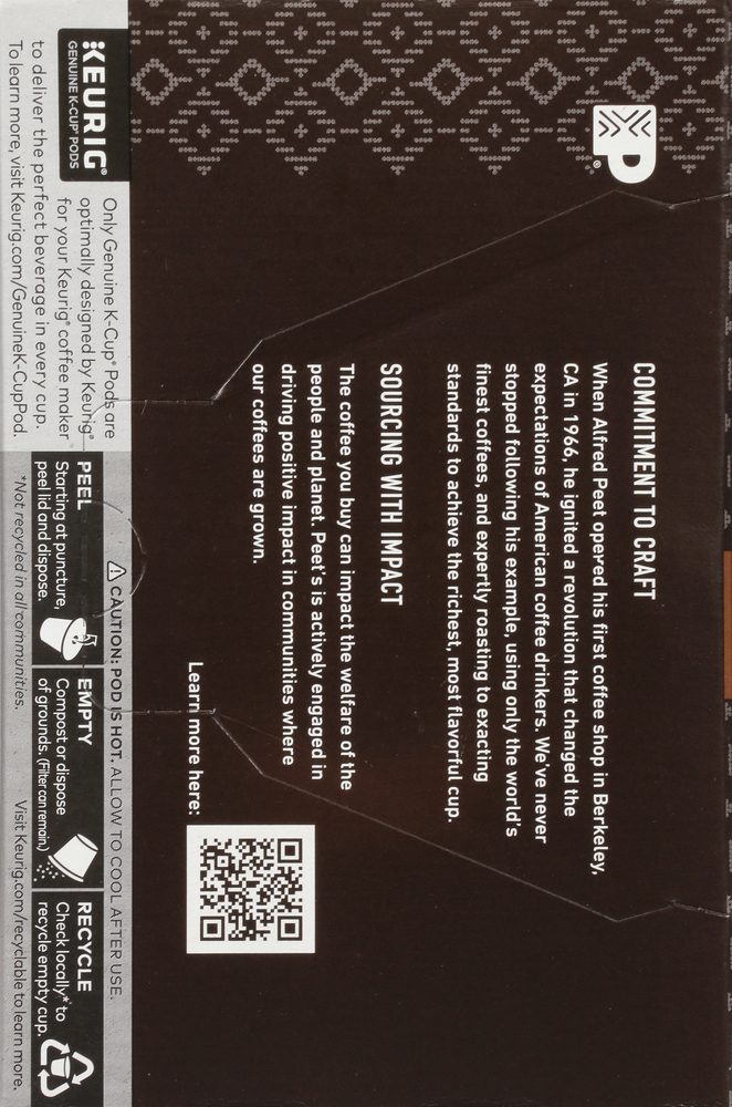 Peet's Coffee Dark Roast, Major Dickason’s Blend, K-Cup Pods-Planogram-Left