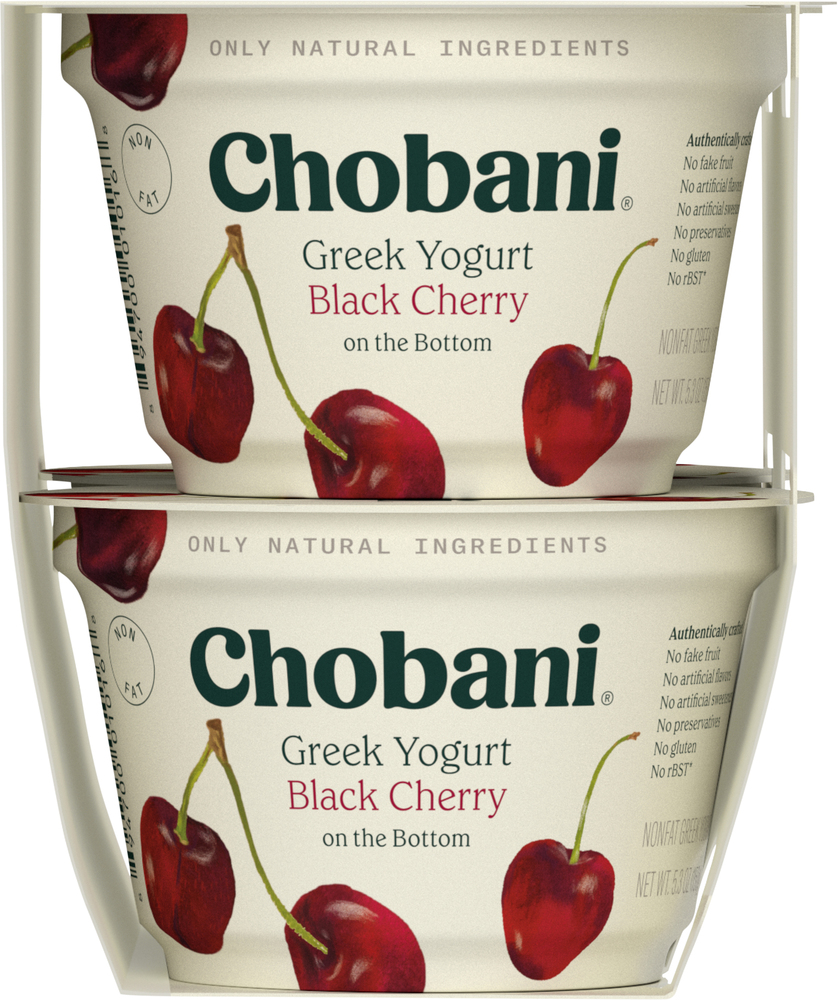 Chobani Yogurt, Greek, Nonfat, Black Cherry on the Bottom, Value 4 Pack ...