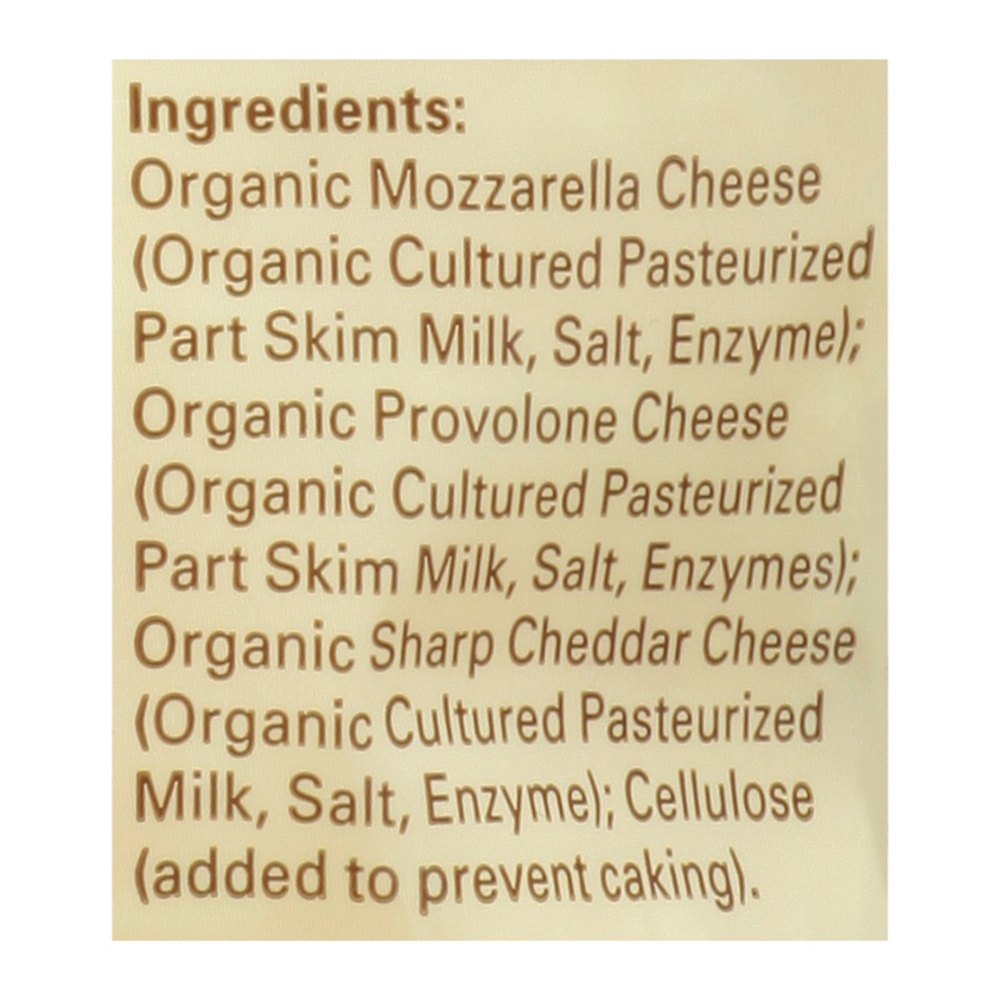 Organic Valley Cheese, 3 Cheese Italian-Ingredients