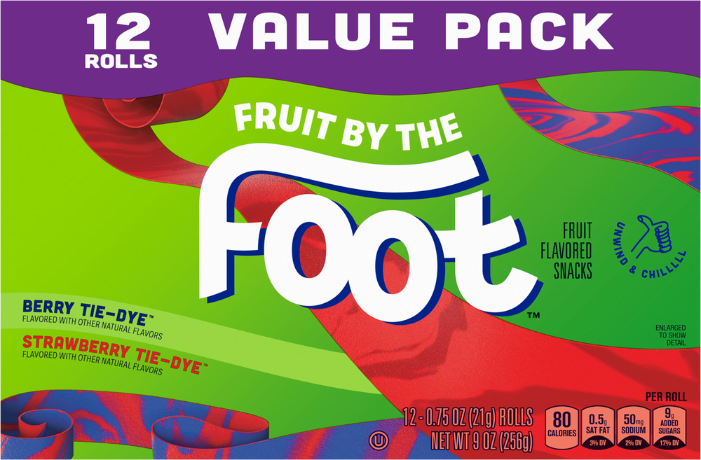 Fruit by the Foot Fruit Flavored Snacks, Berry, Strawberry, Value Pack ...