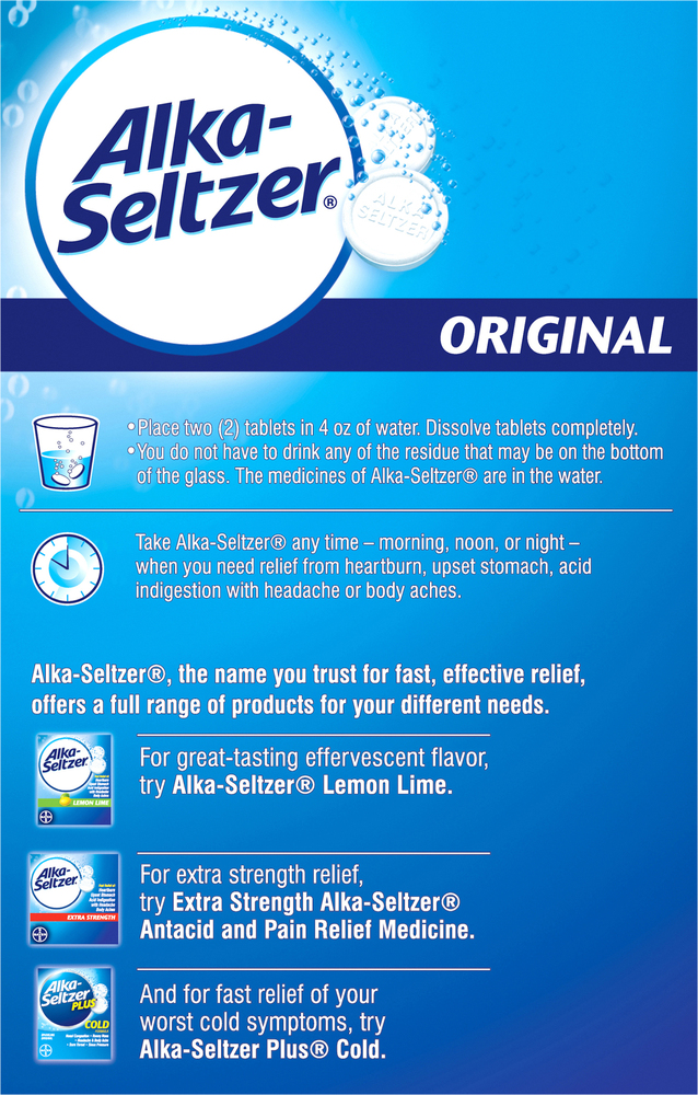 Alka-Seltzer Multi-Symptom Relief, Original, Effervescent Tablets ...