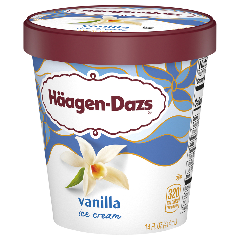 Haagen-Dazs Ice Cream, Vanilla-Front-Right-Elevated