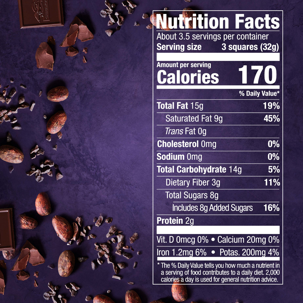 Ghirardelli Dark Chocolate, 72% Cacao-Nutrition-Facts
