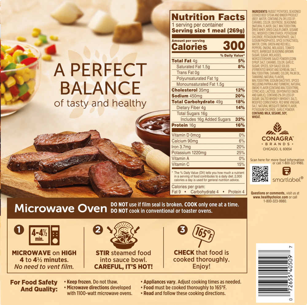 Healthy Choice Cafe Steamers Barbecue Seasoned Steak-Planogram-Back