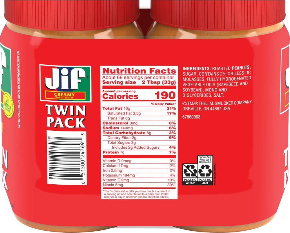 Jif Peanut Butter, Creamy, Twin Pack-Planogram-Back