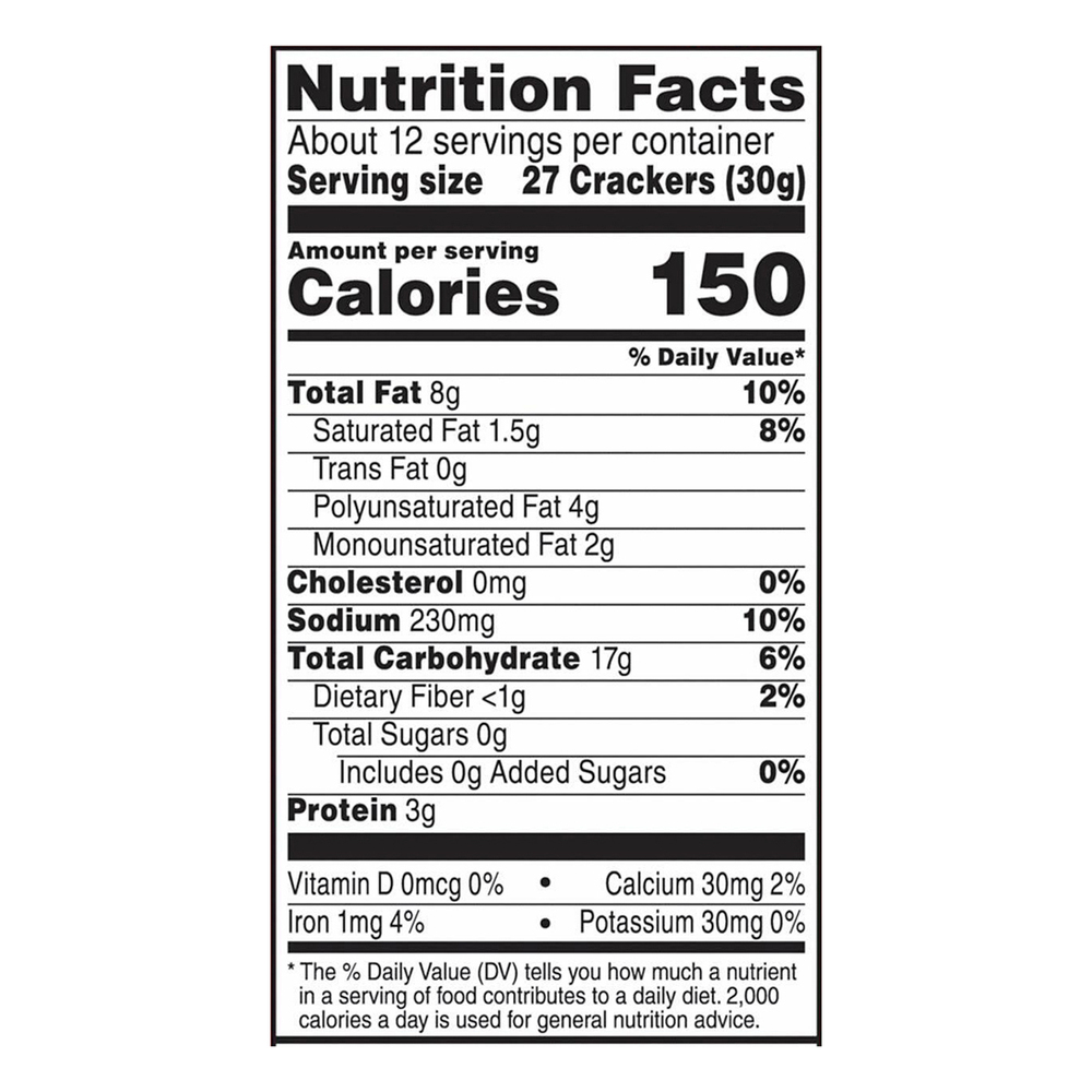 Cheez-It Baked Snack Crackers, Original-Nutrition-Facts