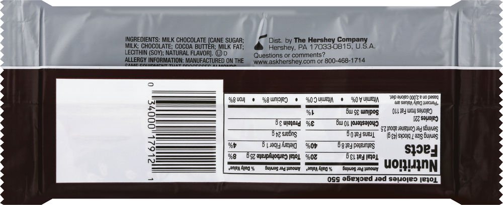 Hershey's Chocolate, Milk-Planogram-Back