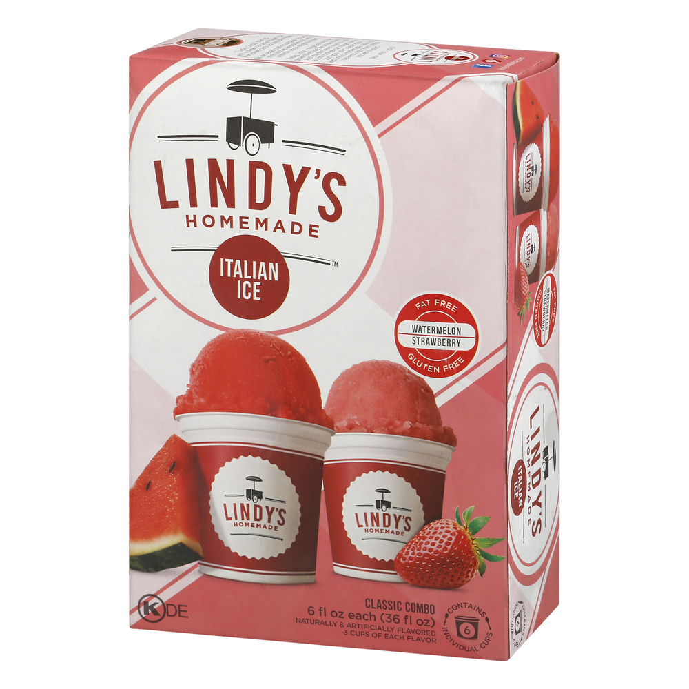 Lindys Italian Ice, Homemade, Watermelon/Strawberry, Classic Combo-Front-Right-Elevated
