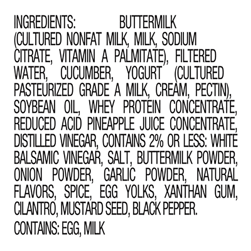 Bolthouse Farms Yogurt Dressing & Dip, Cucumber Ranch-Ingredients