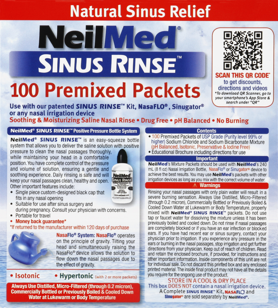 NeilMed Sinus Rinse, Premixed Packets-Planogram-Back