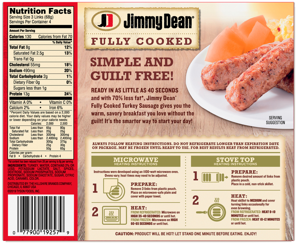 Jimmy Dean Jimmy Dean Fully Cooked Breakfast Turkey Sausage Links ...