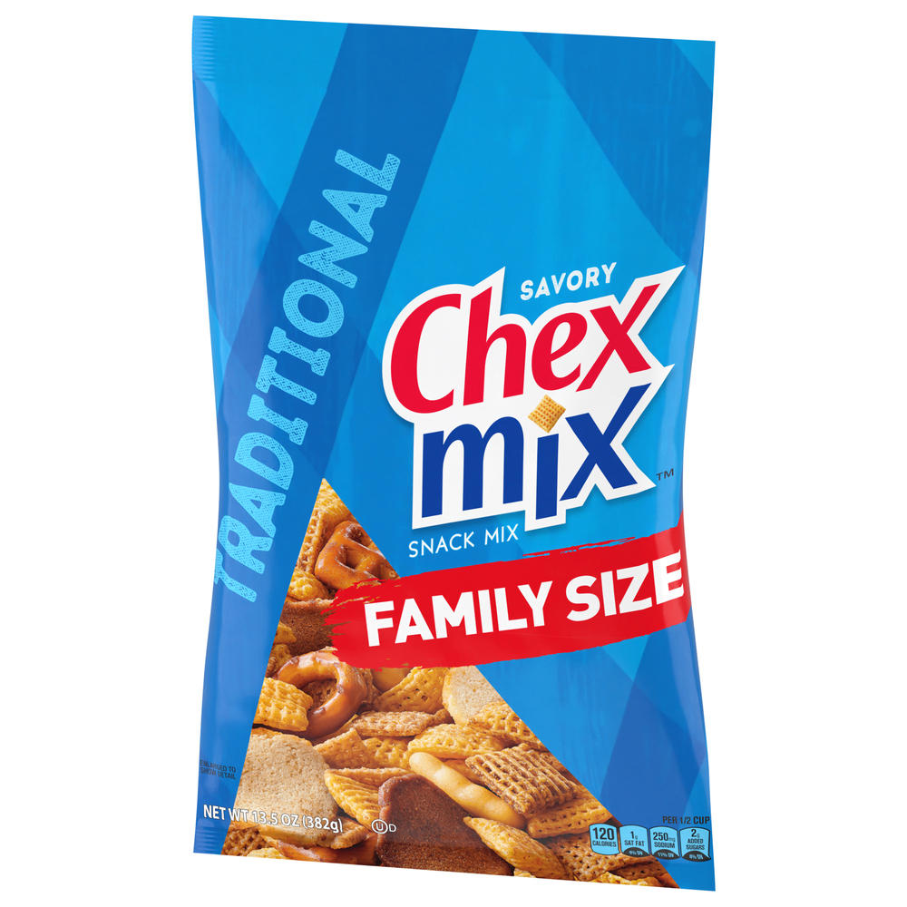 Chex Mix Snack Mix, Traditional, Savory, Family Size-Front-Right-Elevated