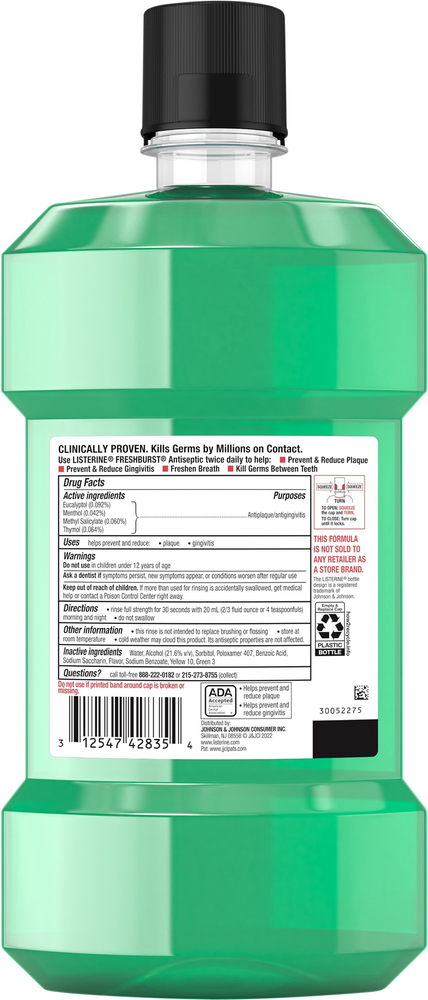 Listerine Mouthwash, Antiseptic, Freshburst-Planogram-Back