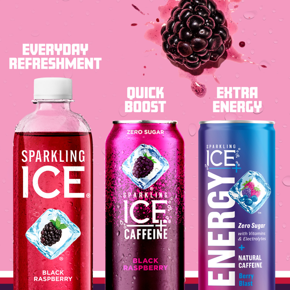Sparkling Ice Sparkling Water, Flavored, Zero Sugar, 4 Flavors, 12 Pack-Planogram-Left