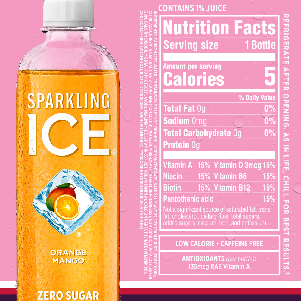 Sparkling Ice Sparkling Water, Flavored, Zero Sugar, 4 Flavors, 12 Pack-Front-Right-Elevated