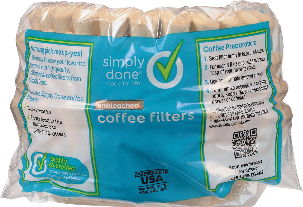 Simply Done Coffee Filters, Unbleached-Planogram-Back