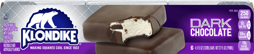 Klondike Frozen Dairy Dessert Bars Dark Chocolate Planogram Back