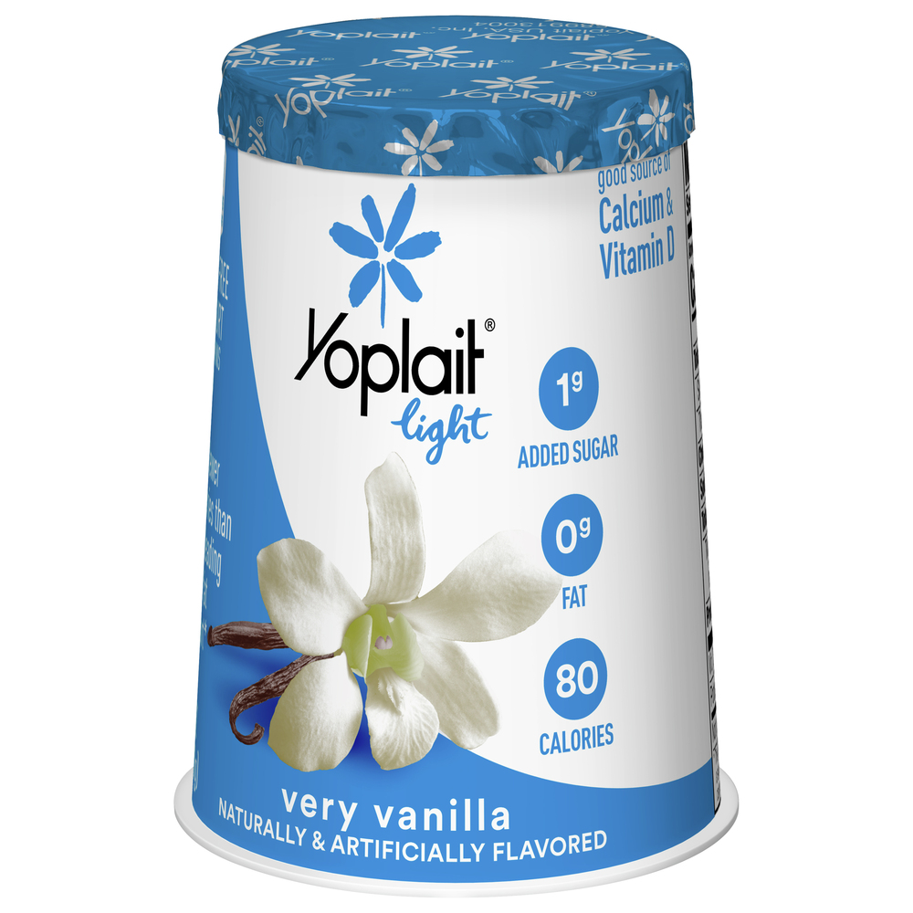Yoplait Light Yogurt, Fat Free, Very Vanilla-Front-Right-Elevated