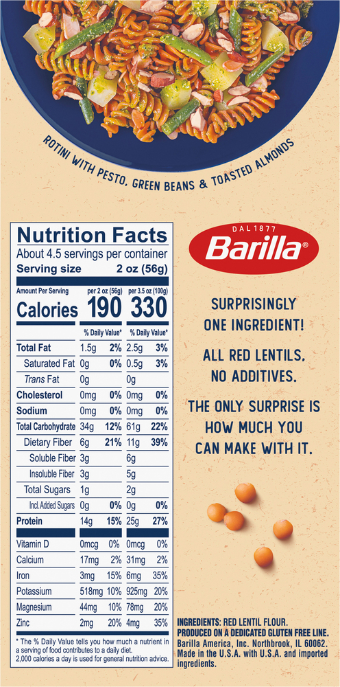 Barilla Red Lentil Gluten Free Rotini Pasta-Planogram-Back